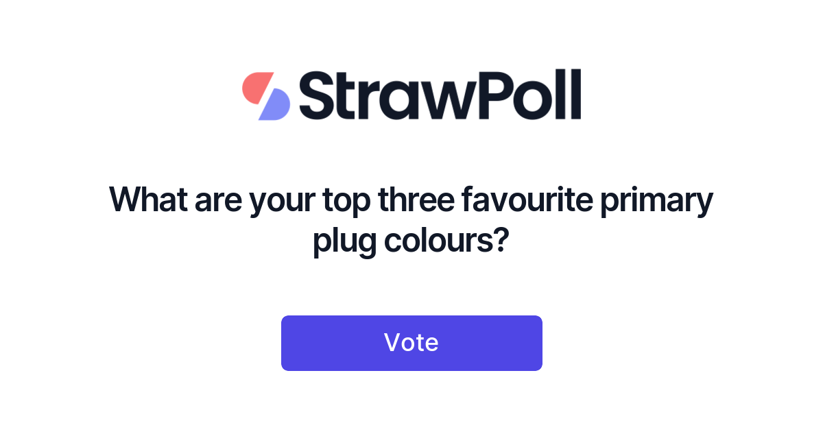 What are your top three favourite primary plug colours? - StrawPoll