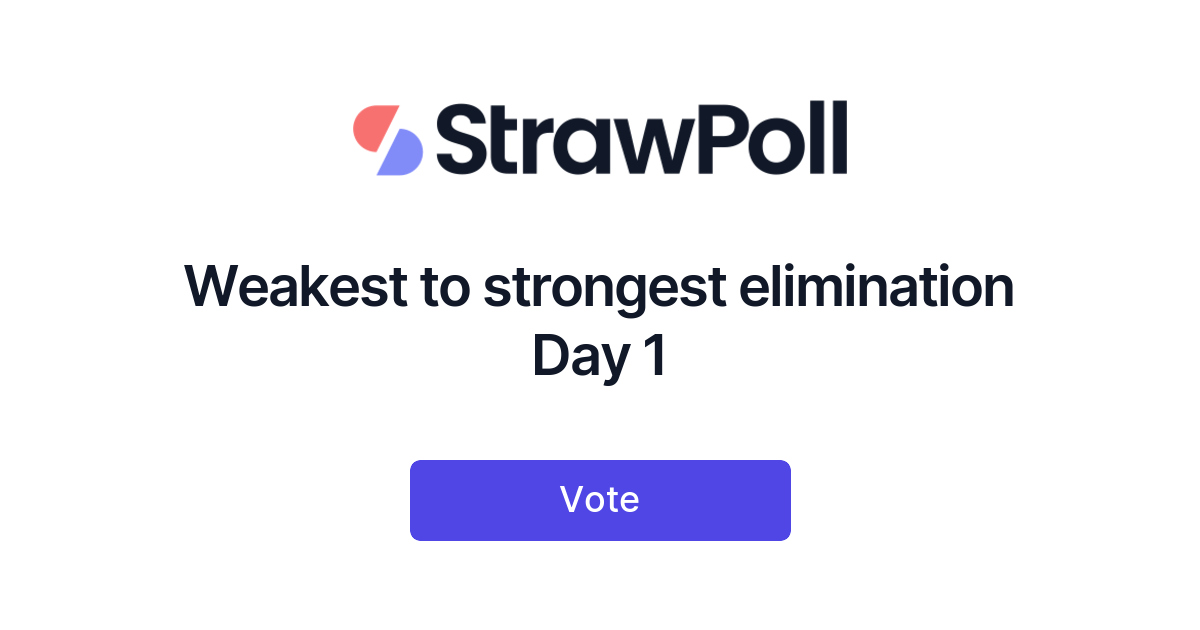 Weakest to strongest elimination Day 1 | Straw Poll