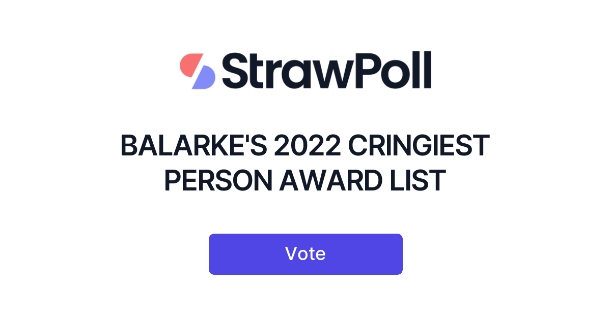 BALARKE'S 2022 CRINGIEST PERSON AWARD LIST - StrawPoll