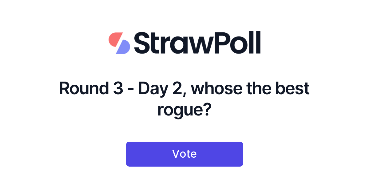 Round 3 - Day 2, whose the best rogue? | Straw Poll