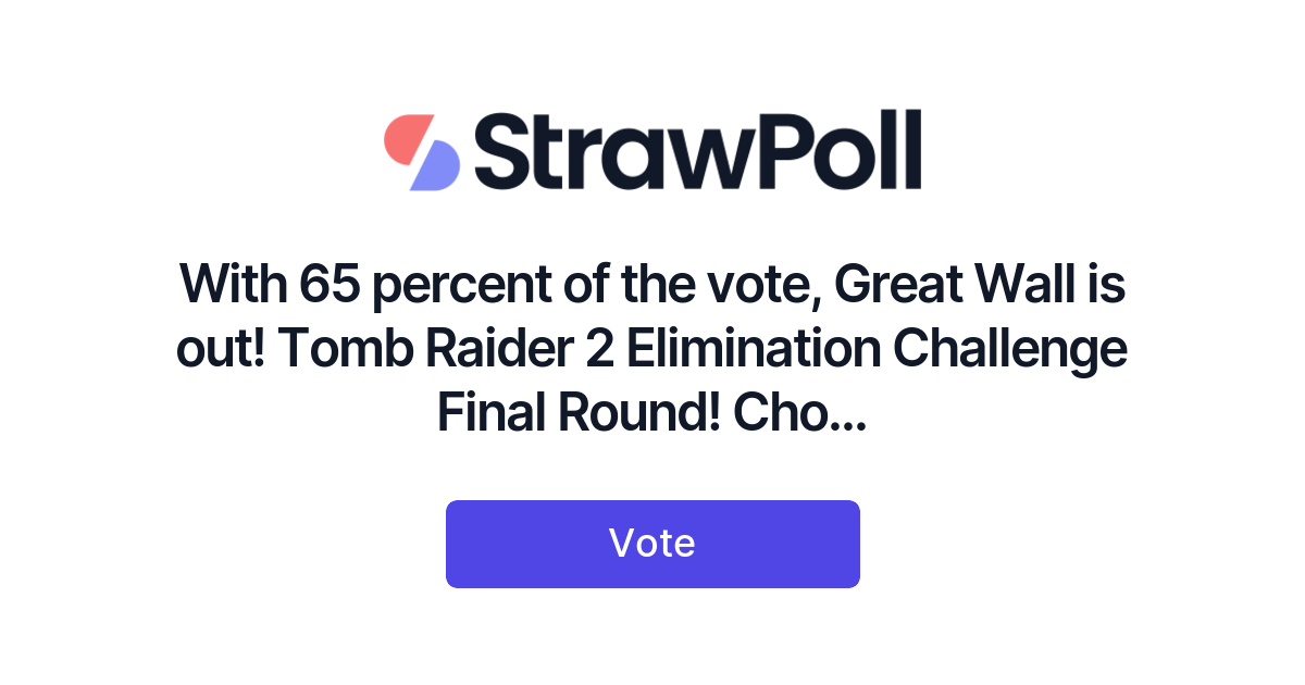 With 65 percent of the vote, Great Wall is out! Tomb Raider 2 ...