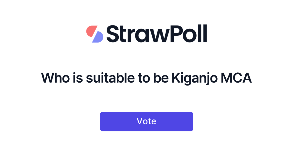 Who is suitable to be Kiganjo MCA - StrawPoll