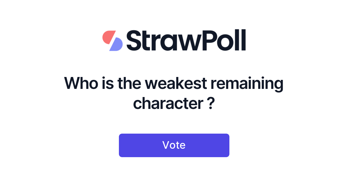 Who is the weakest remaining character ? - StrawPoll