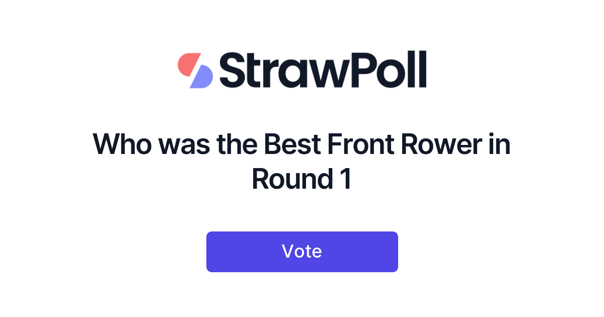 Who was the Best Front Rower in Round 1 - StrawPoll