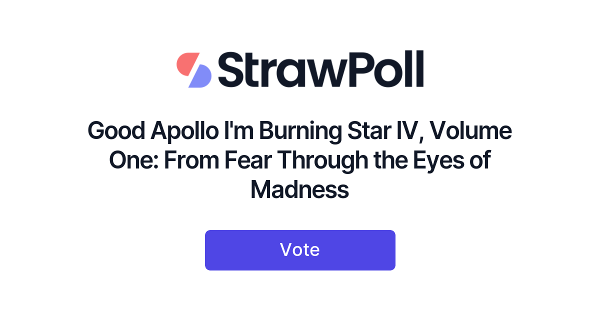 Good Apollo I'm Burning Star IV, Volume One: From Fear Through the Eyes ...