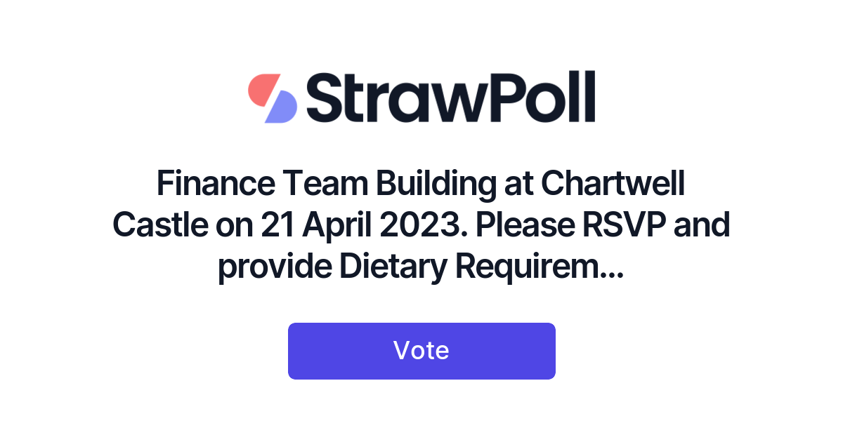 Finance Team Building at Chartwell Castle on 21 April 2023. Please RSVP ...